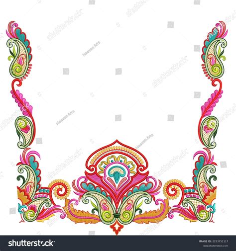 Embroidery Lace Border Design Indian Traditional Stock Illustration