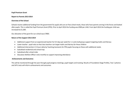 Pupil Premium Statement 2014
