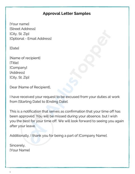 6 Approval Letter Samples Format Sample And How To Write