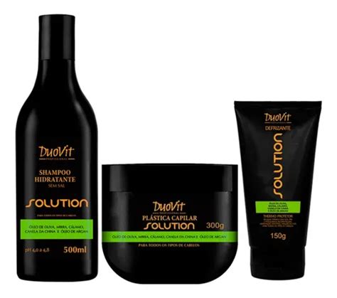 Kit Solution Duovit Shamp 500ml Másc 500g Defrizante 150ml Frete Grátis