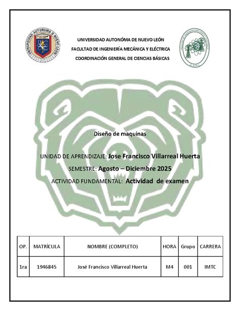 Requisito De Examen De Rabelin Diseño De Maquinas Universidad