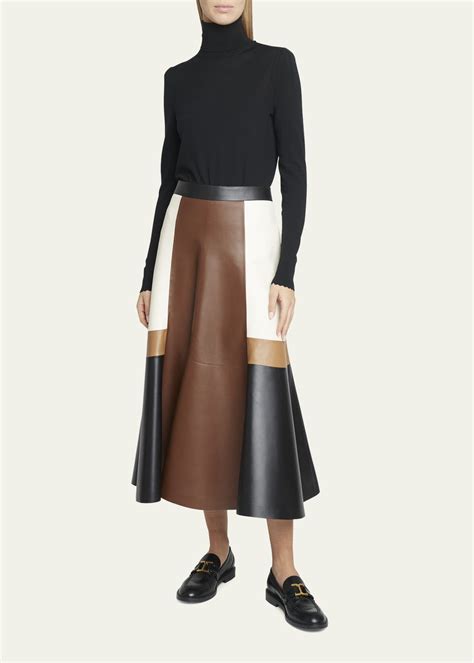 Chloe Leather Patchwork Skirt Bergdorf Goodman