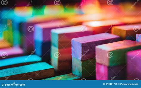 Colorful Background Of Wooden Blocks A Spectrum Of Multi Colored Wooden Blocks Aligned On