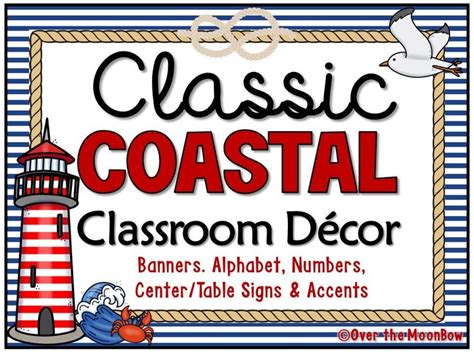 Classic Coastal Nautical Theme Classroom Décor Bundle Navy Stripe