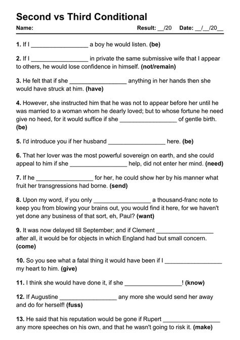 101 Printable Second Vs Third Conditional Pdf Worksheets Grammarism