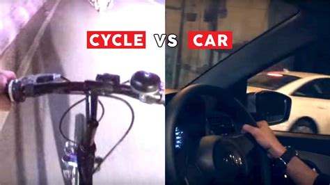 Guy On Bicycle And His Friend In Car Race In Hyderabad During Rush
