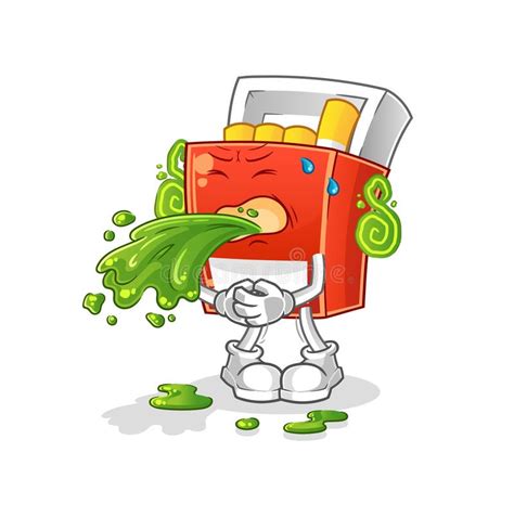 Pack Of Cigarette Throw Up Cartoon Cartoon Mascot Vector Stock Vector