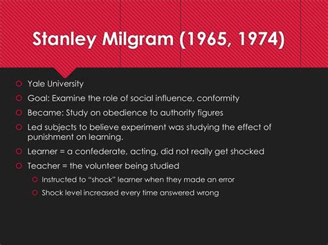 Ppt Obedience To Authority The Milgram Experiment Powerpoint