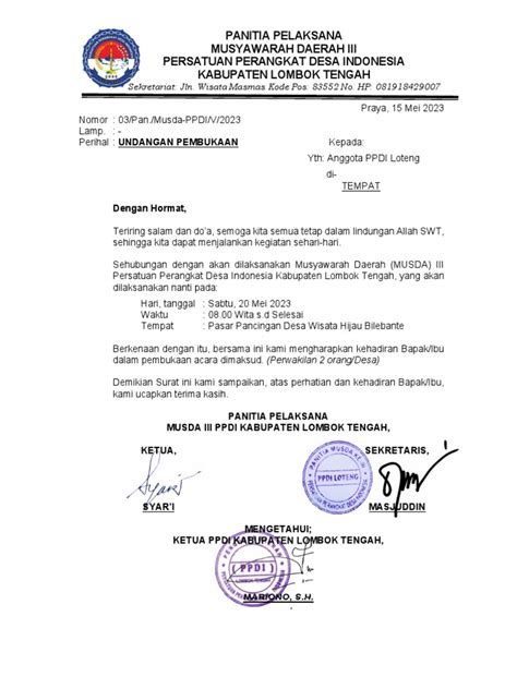Surat Undangan Anggota Ppdi Desa Pdf