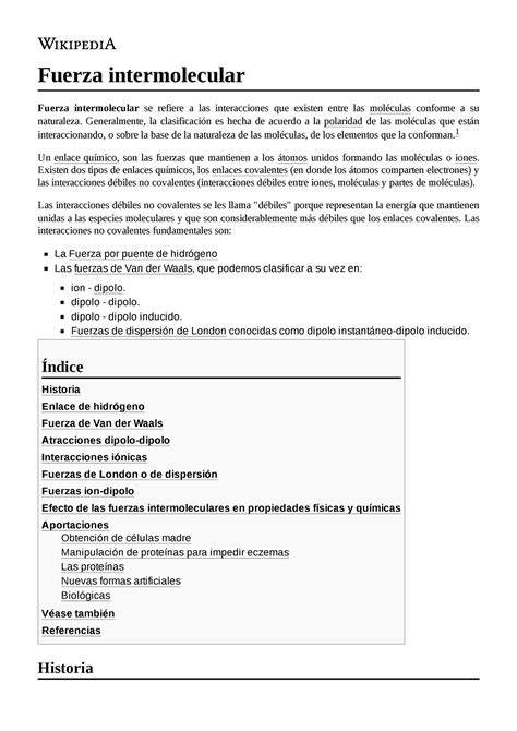 Fuerza Intermolecular Fuerza Intermolecular Fuerza Intermolecular Se