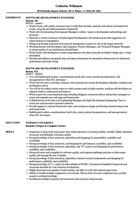 Software Development Engineer Resume Samples Velvet Jobs