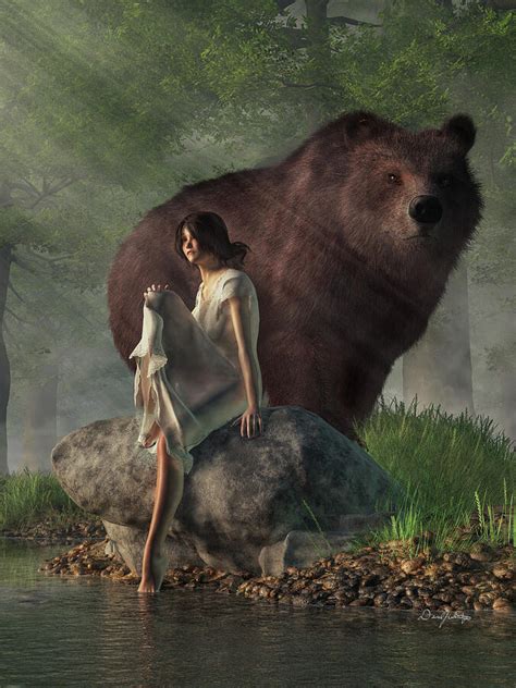 Grizzly Bear And Girl In A Nightgown Digital Art By Daniel Eskridge