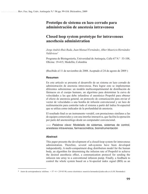 Pdf Closed Loop System Prototype For Intravenousanesthesia Administration