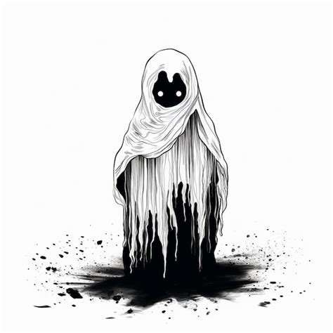 Premium Ai Image Flat Halloween Ghost Sketch
