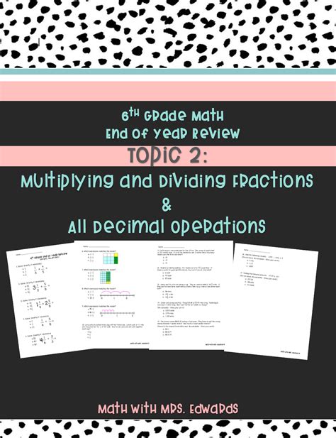 6th Grade Math Review 2 Multiplying And Dividing Fractions And Decimals