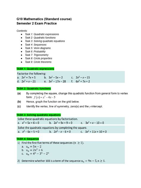 G10 Mathematics Standard Course Pdf