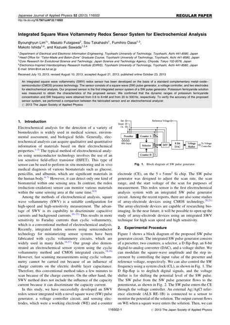 Pdf Integrated Square Wave Voltammetry Redox Sensor System For