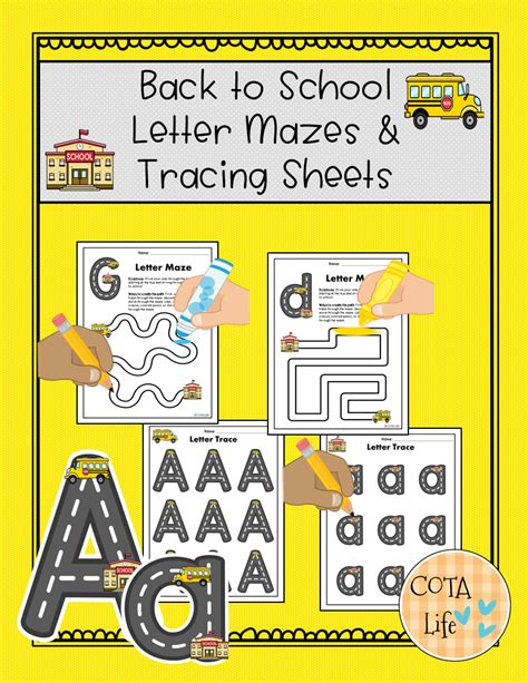 School Theme Letter Tracing And Mazes Your Therapy Source