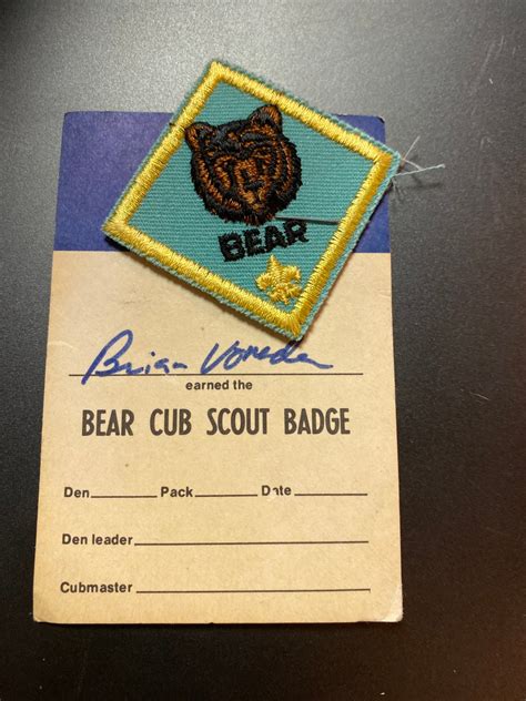 Boy Scout Bear Patch And Card From The 70s Etsy