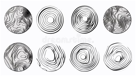 Circular Topographic Line Map Rings For Geography Concept Stock Vector