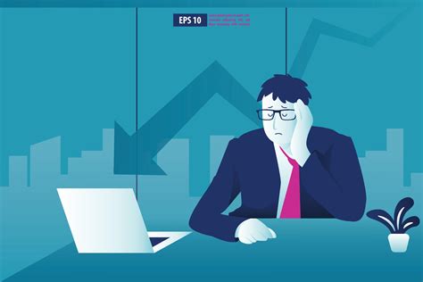 Bankruptcy Vector Illustration Concept Businessman With Broke Company Global Financial Crisis