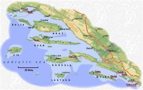 Map Of Croatian Coast A Map Of Croatian Islands Detailed Road Map