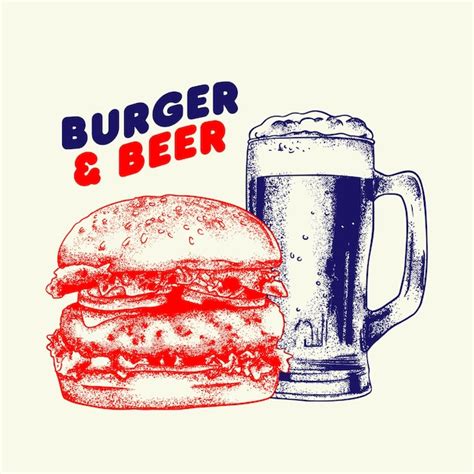 Burger And Beer Premium Ai Generated Vector