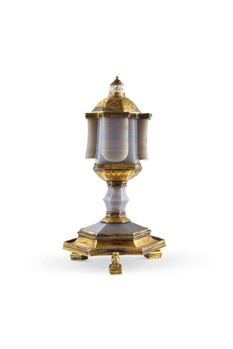 At Auction An Agate Pyx With Cover Decorated By Rock Crystal Ball And