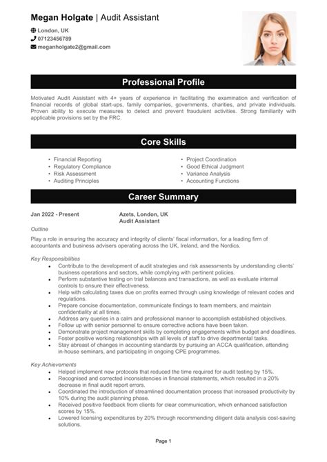 4 Auditor Cv Example Guide [secure Top Finance Roles]