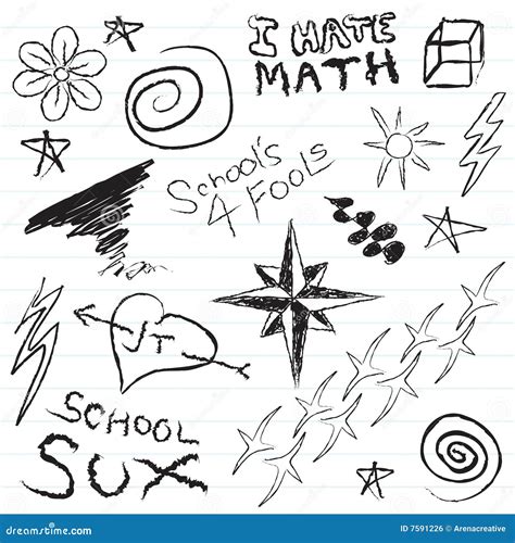 School Notebook Doodles Stock Vector Illustration Of Flower 7591226