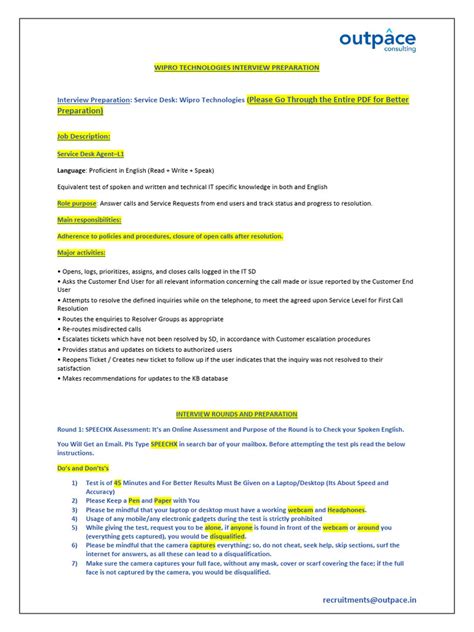 Wipro Technologies Sd Interview Preparation Pdf