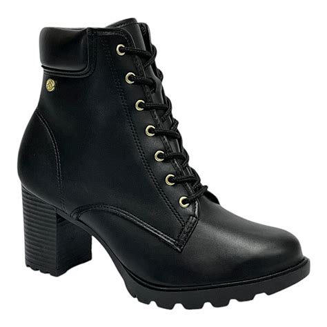 Bota Moleca Coturno Salto Tratorado 5348101 Preto Loja Marina Bia