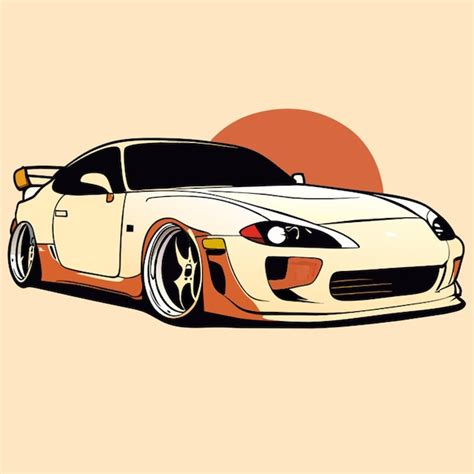 Toyota Supra 2jz Vector Illustration Line Art Premium Ai Generated Vector