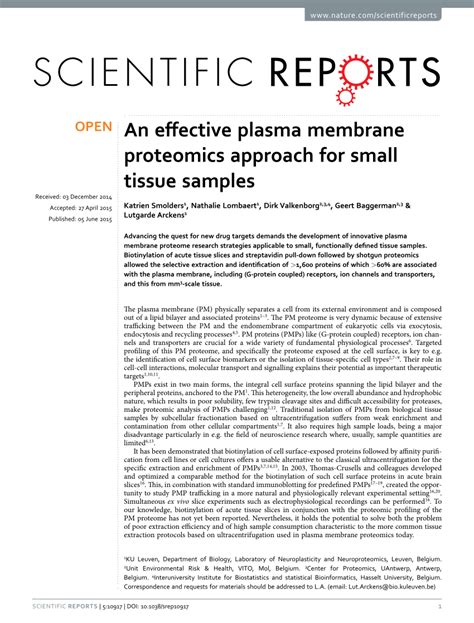 Pdf An Effective Plasma Membrane Proteomics Approach For Small Tissue