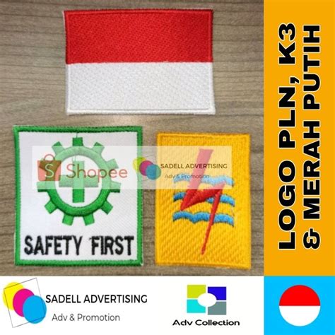 Jual Logo Safety Pln Merah Putih Emblem Safety Pln Merah Putih Bordir