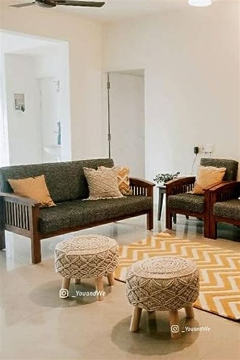 Eiffels Crafts Pair Of Square Corner Pouf Pouffe Stool Set Of 2