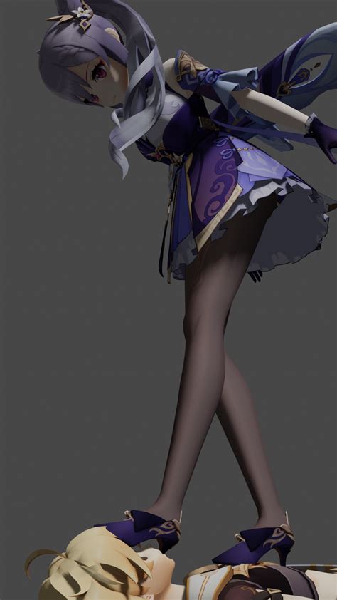 Keqing Make Aether Eat Her Heel 2 By Fdom3d On Deviantart