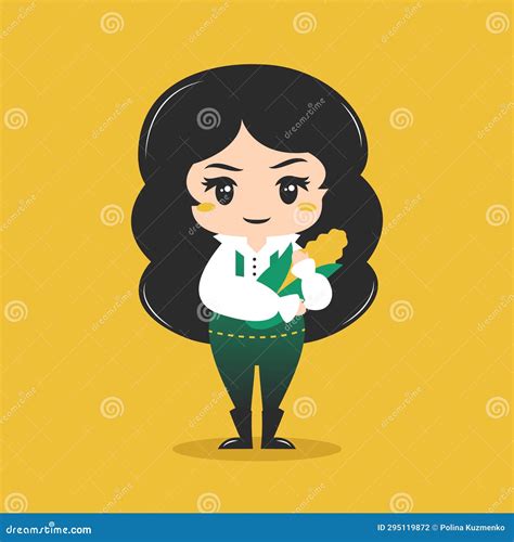 Chibi Style Girl Character With Corn Flat Style Vector Illustration