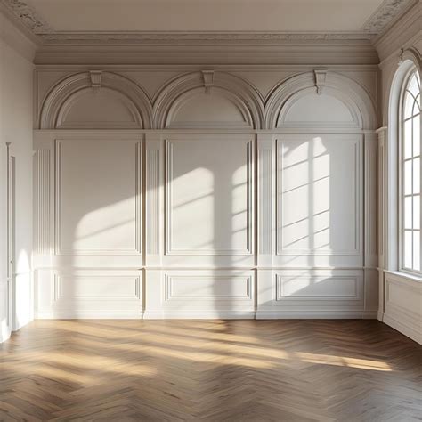 Classic White Wall Paneling Background Illustration With Chevron Wood