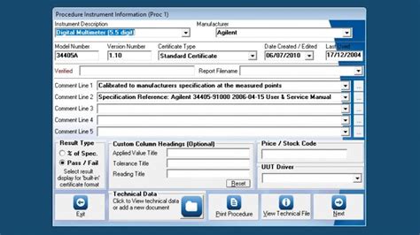 Procal Version 6 Transmille Calibration