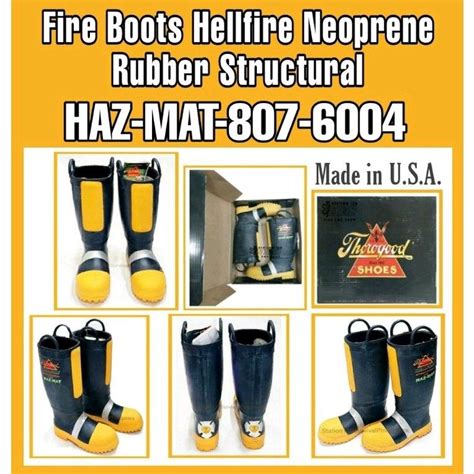 Fire Boots Hellfire Neoprene Rubber Structural Haz Mat Boots 807 6004 Mens Fashion Footwear