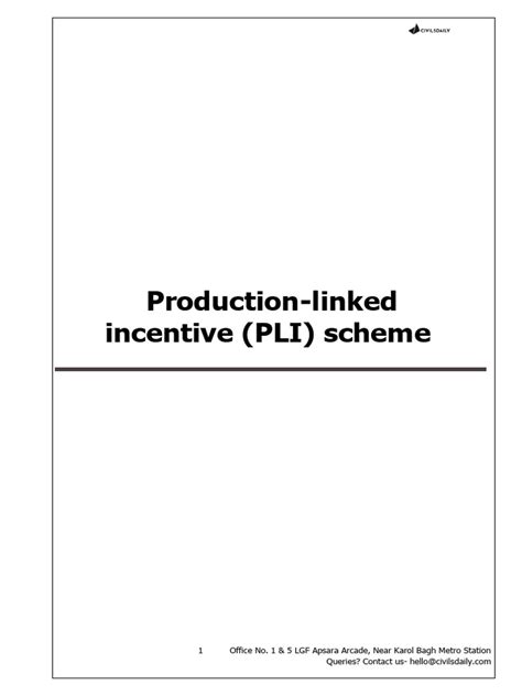 Production Linked Incentive Pli Scheme Pdf Exports Economies