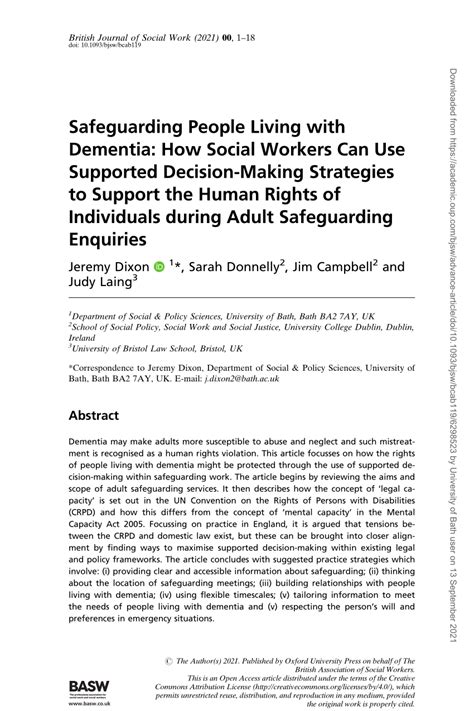 Pdf Safeguarding People Living With Dementia How Social Workers Can
