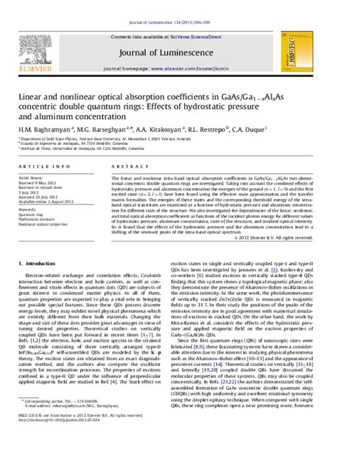 Pdf Linear And Nonlinear Optical Absorption Coefficients And Binding Energy Of A Spherical