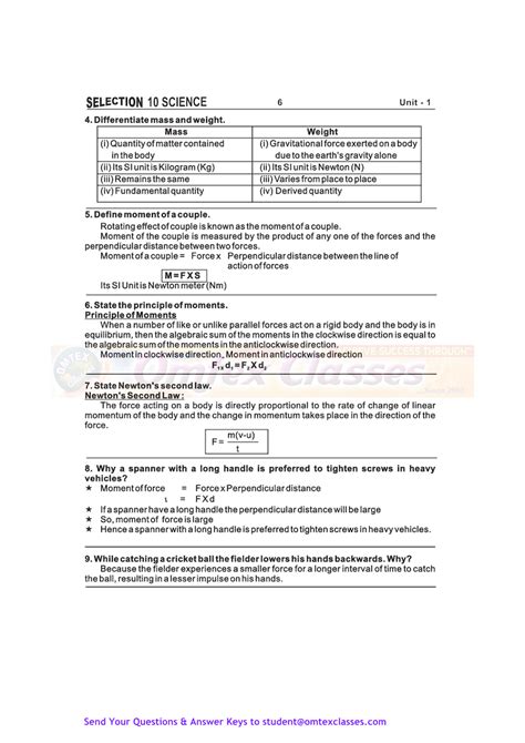 Omtex Classes K 10th Science Notes Selection Guide English Medium