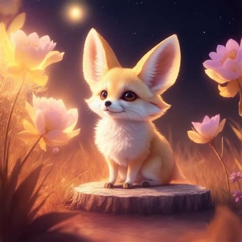 Cartoon Fennec Fox En El Estilo De Ensueño Ia Generativa Foto Premium