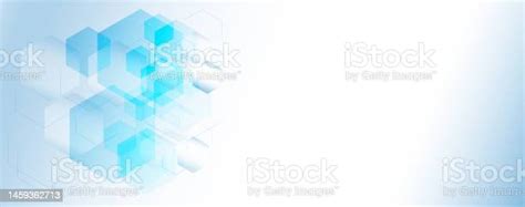 파란색과 흰색 육각형과 기하학적 추상적 배경 구조 분자 및 통신 과학 기술 및 의료 개념 벡터 일러스트레이션 추상적인에 대한