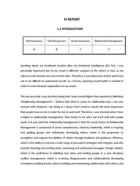 Ei Report Download Free Pdf Emotional Intelligence Self Awareness