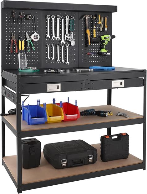 Kojooin Workbench With 2 Drawers 48x 24 Work Table For Garage Heavy