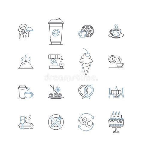 Brunch House Line Icons Collection Brunch Cafe Breakfast Lunch Food Menu Coffee Vector
